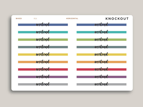 Horizontal Highlight Weekend Header Stickers for MakseLife Planner R16 ...
